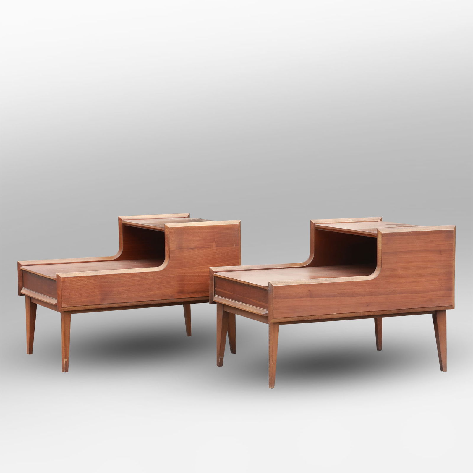 [2] Lane Altavista Mid Century Modern Walnut 2 Tier Step Up End Table ...