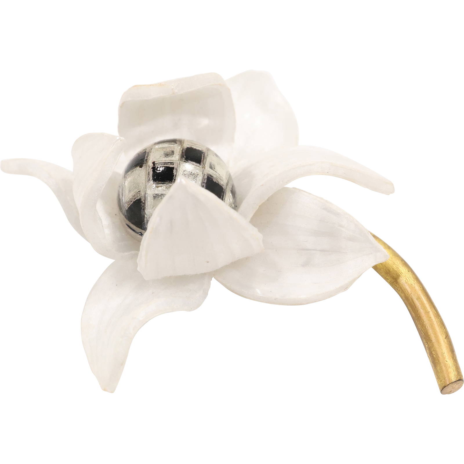 Fabrice Paris Pin Or Brooch White Flower, 1.5 In. X 4 In. Wide Auction