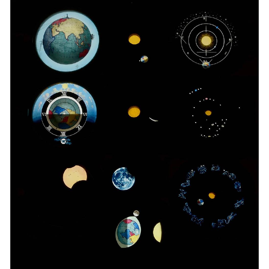 10 Hand-Painted Mechanical Astronomical Lantern Slides