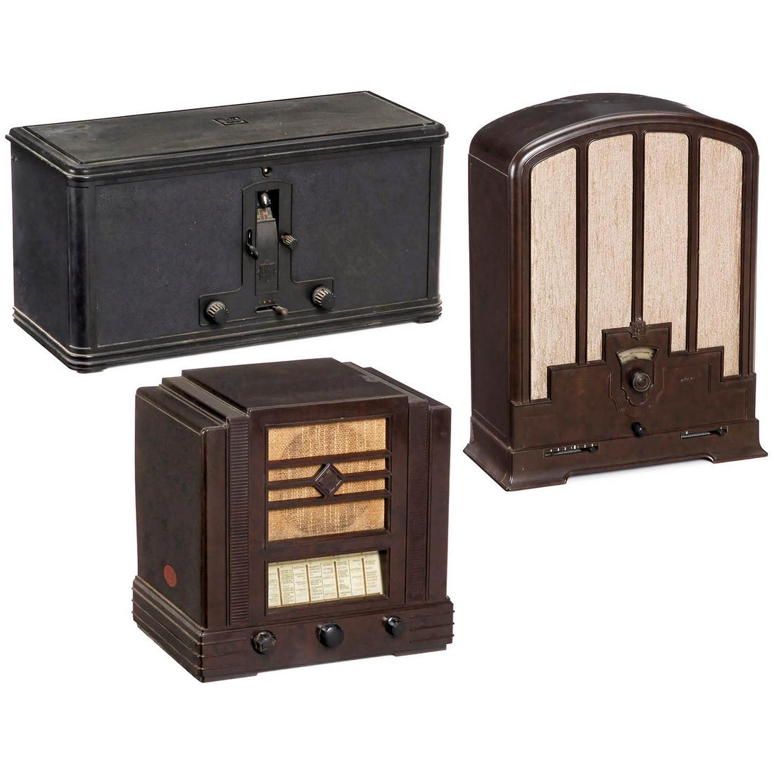 3 Telefunken Radio Receivers In Bakelite Cases, C. 1933