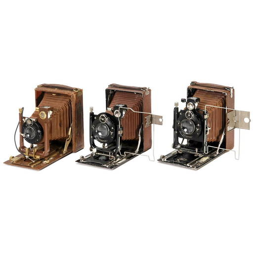 3 Tropical Folding Cameras For 9 X 12 Cm, C. 1925