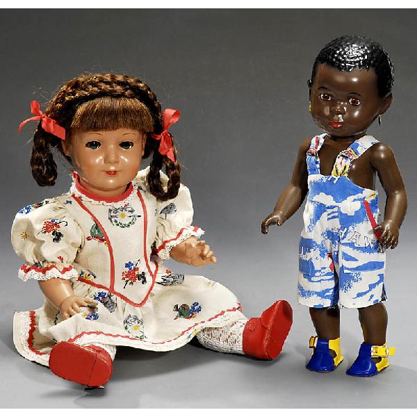 728: 2 Turtle Mark Dolls ("Schildkröt"), c. 1980/85