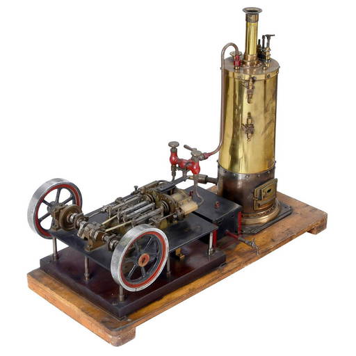 Live-Steam Model of a Twin-Cylinder Steam Engine with Boiler, c. 1930 ...