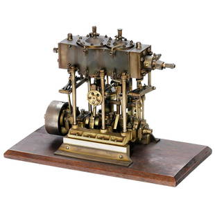 Antique Twin Cylinder Steam Engine Model