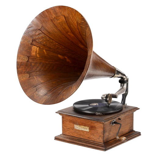 Hmv Junior Monarch Gramophone With Wood Horn, C. 1904