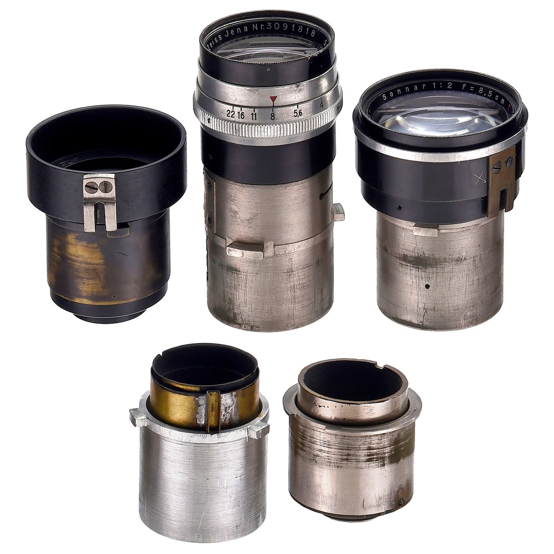 5 Lenses For Askania Universal Cameras, C. 1940-50 Auction
