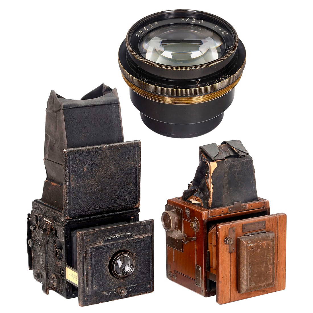 Dallmeyer Press 3.5/6 Inch Lens, Tropical Ensign And Ica Reflex Cameras ...