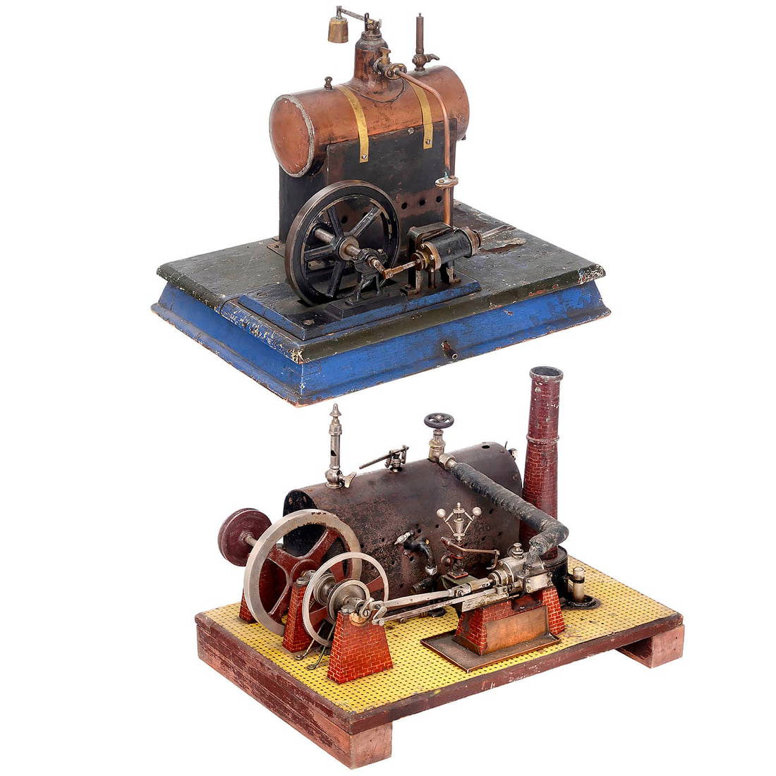 2 Live-steam Single-cylinder Vertical Steam Engines With Boilers, C ...
