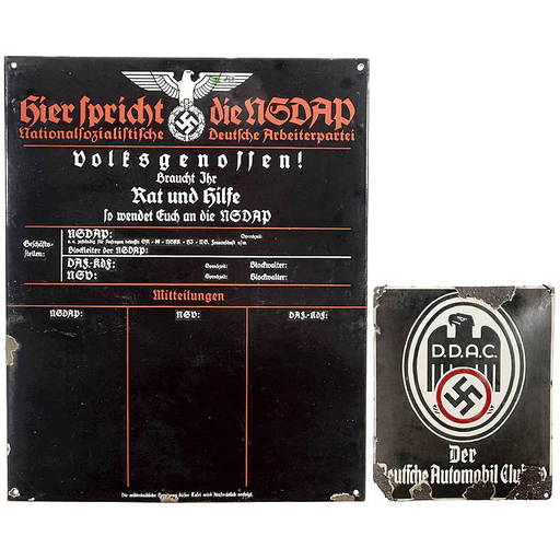 2 German Enamel Signs From The Ns Period, C. 1938