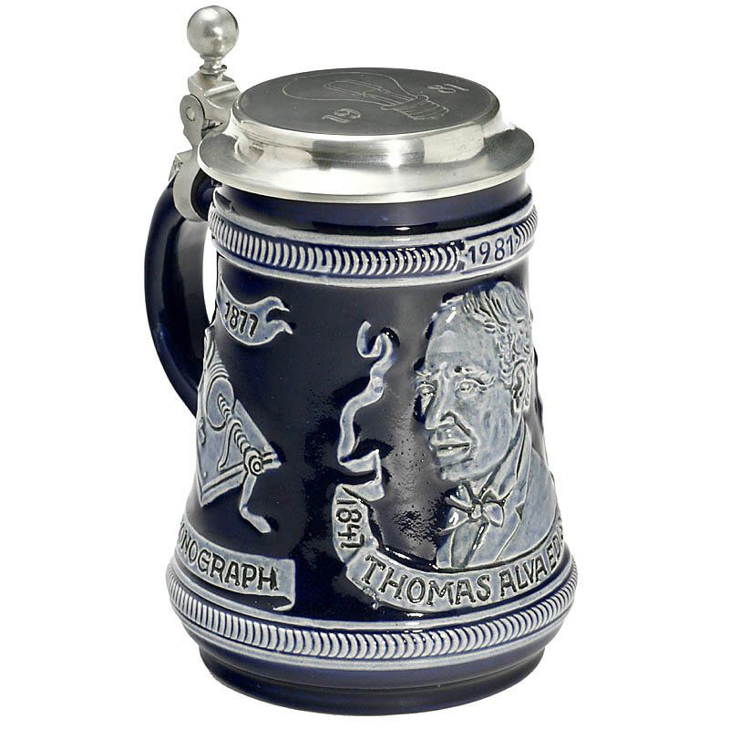 German Beer Stein Commemorating Thomas Alva Edison