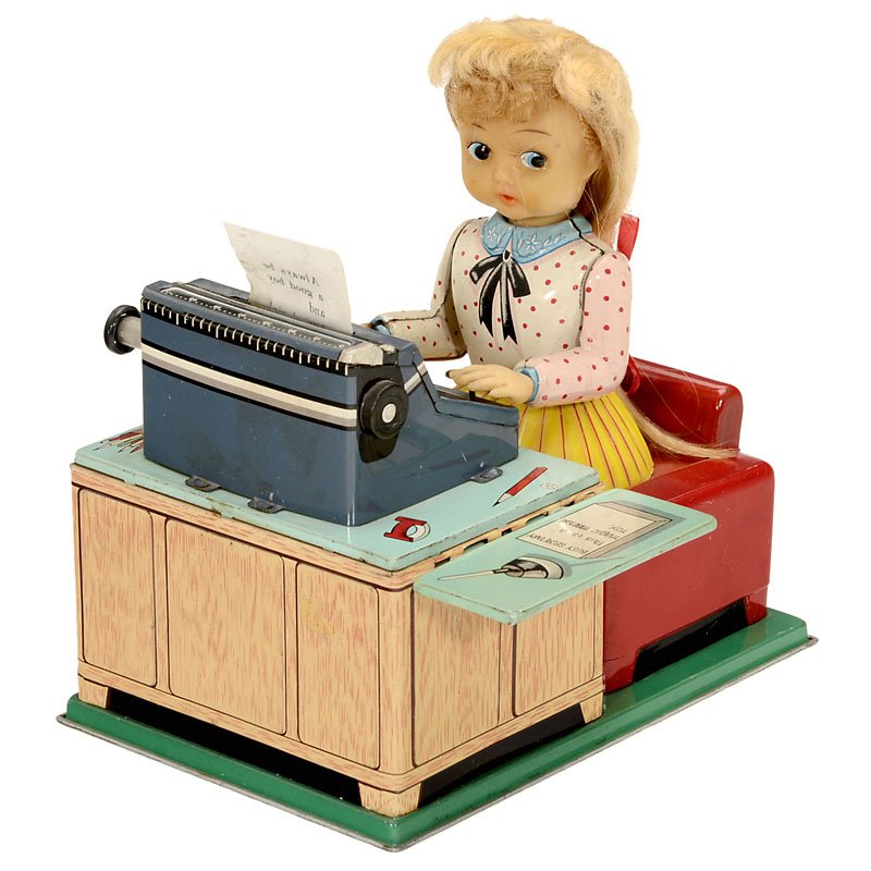 Battery-Operated Typewriter "Busy Secretary" Toy, c.