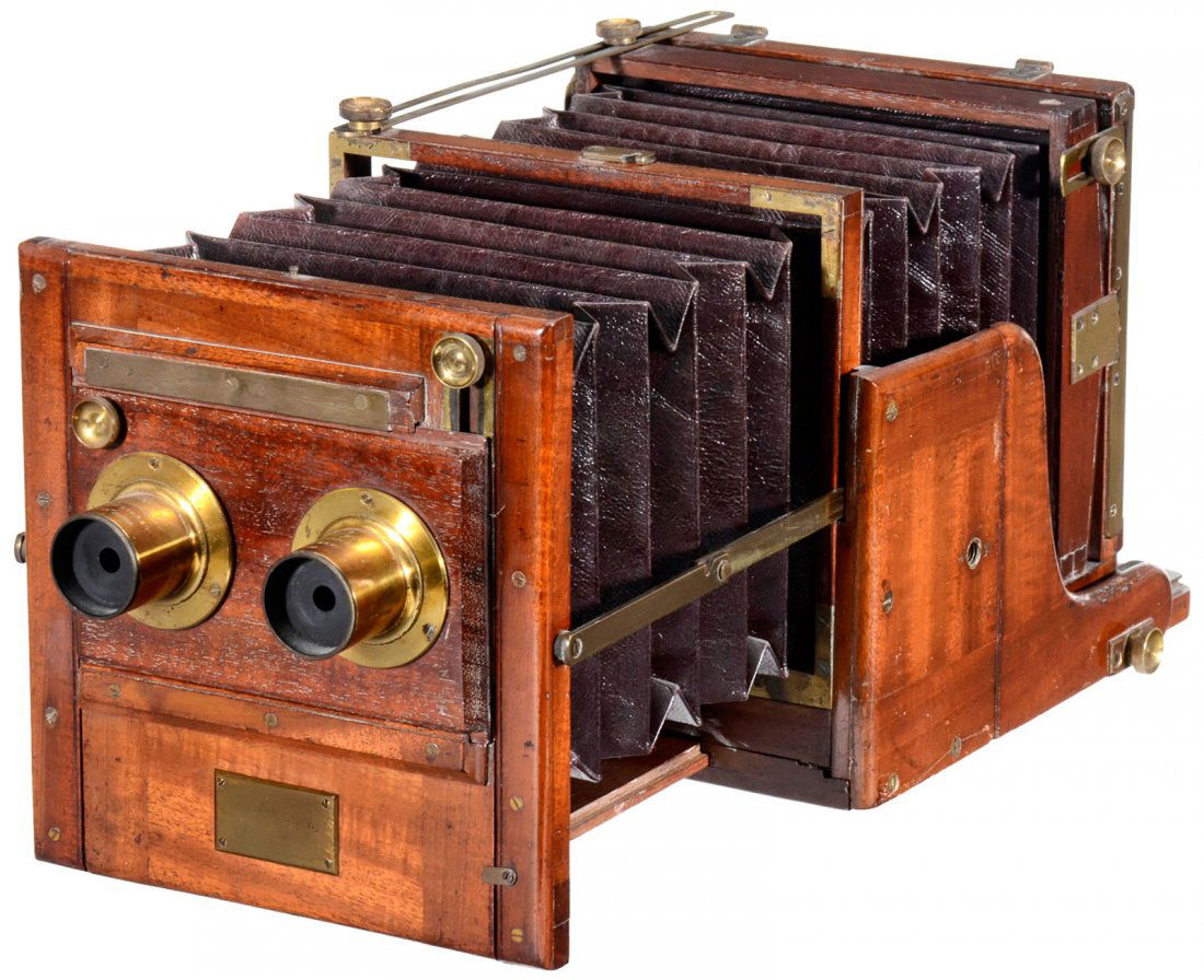 Mahogany Tailboard Stereo Camera by Meagher, c. 1860