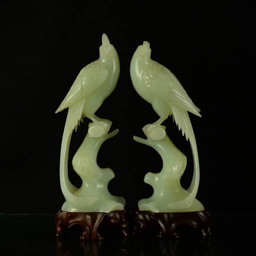 Pair Of Chinese Jade Phoenix