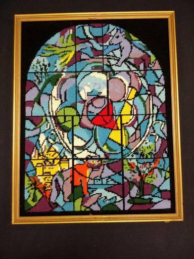 Chagall Needlepoint Canvas Stained Glass Window