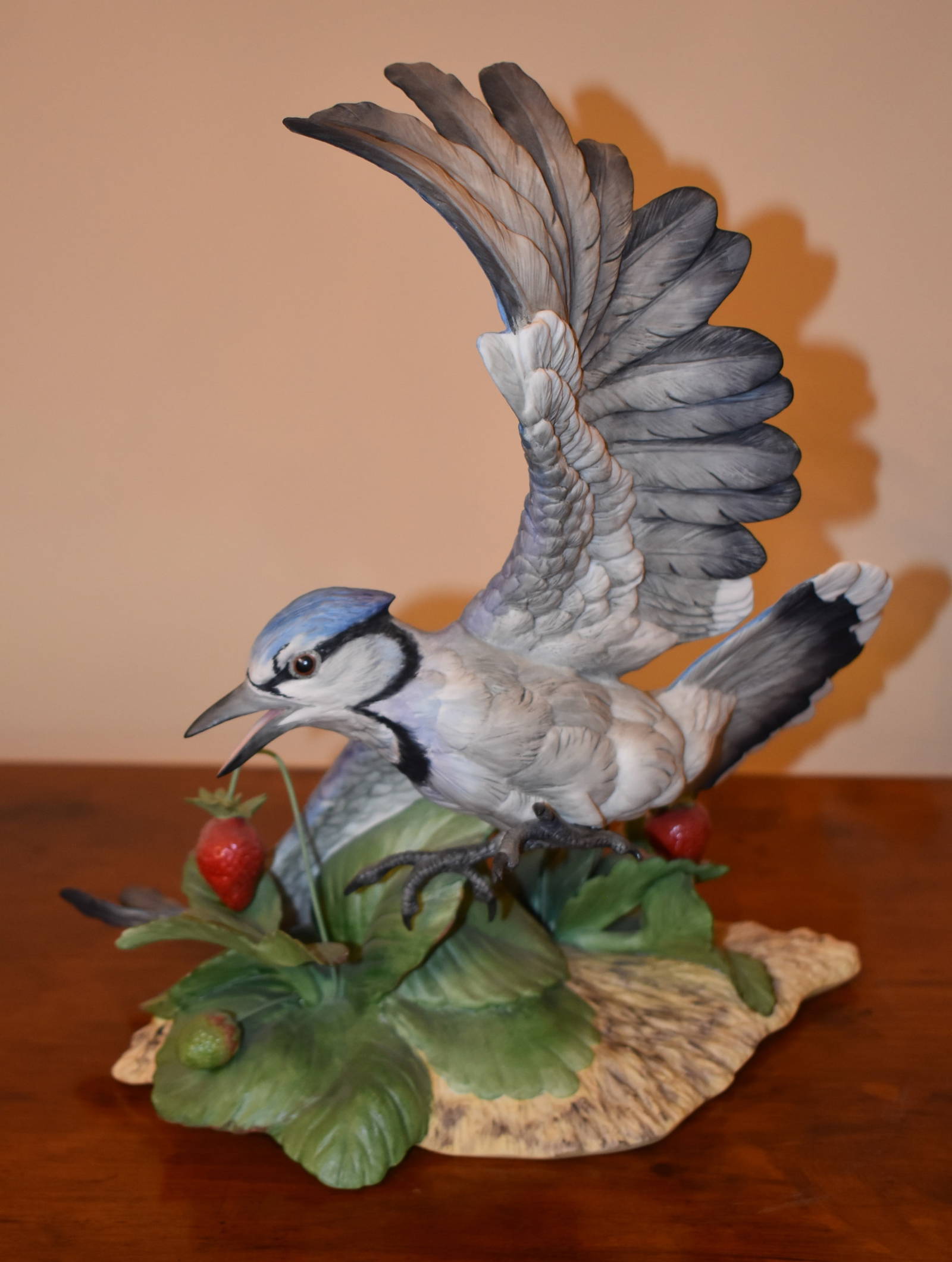 Boehm Porcelain Blue Jay With Strawberries Auction
