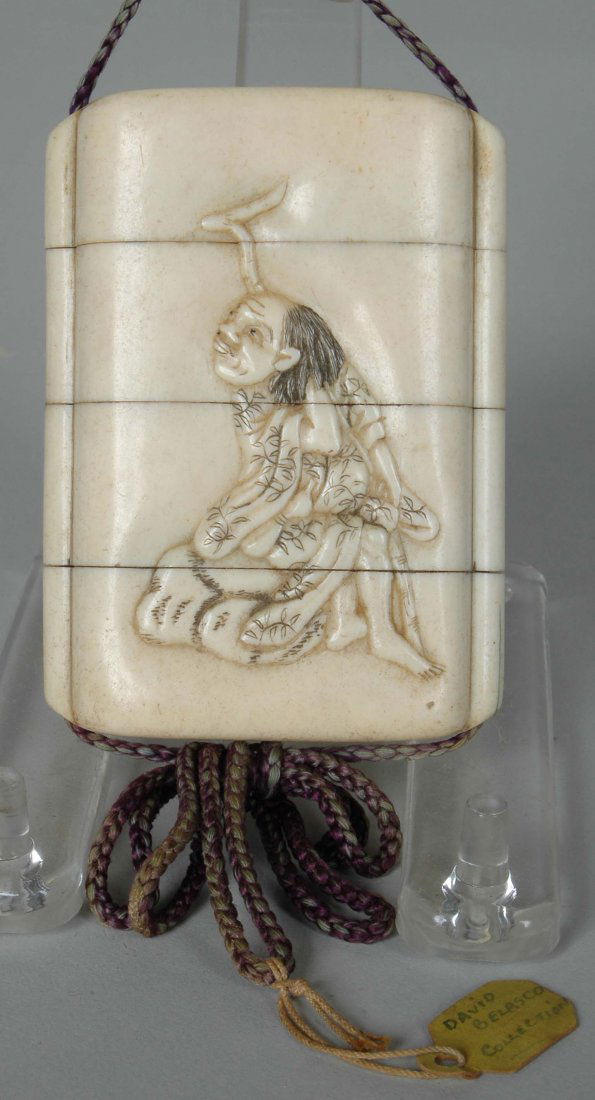 Meiji Japanese Ivory Inro W/netsuke Belt