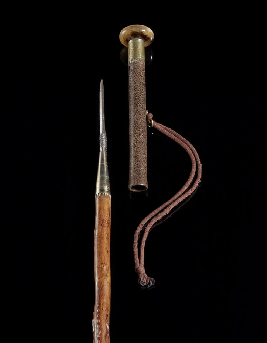 Makila, Makhila Or Maquila Walking Stick With Leather
