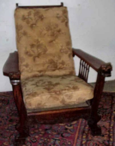 Victorian Oak Morris Chair With Lion Heads, Claw F