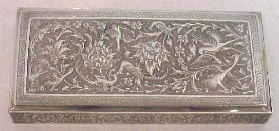 Russian Silver Box Decorated With Birds