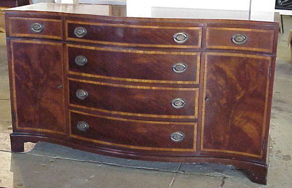 1185: Fancher banded Mahogany buffet cabinet, 61" W x