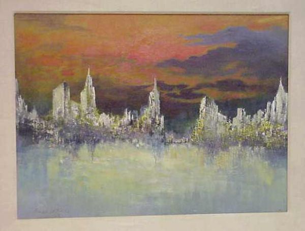 2227A: KOEN OKADA (1919-JAPAN)TWILIGHT, MIXED MEDIA