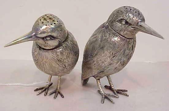 Pr .800 Silver Bird Salts & Pepper , Hallmarked