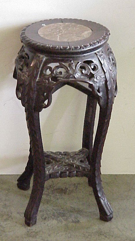 43: Chinese carved taboret table, 24"h