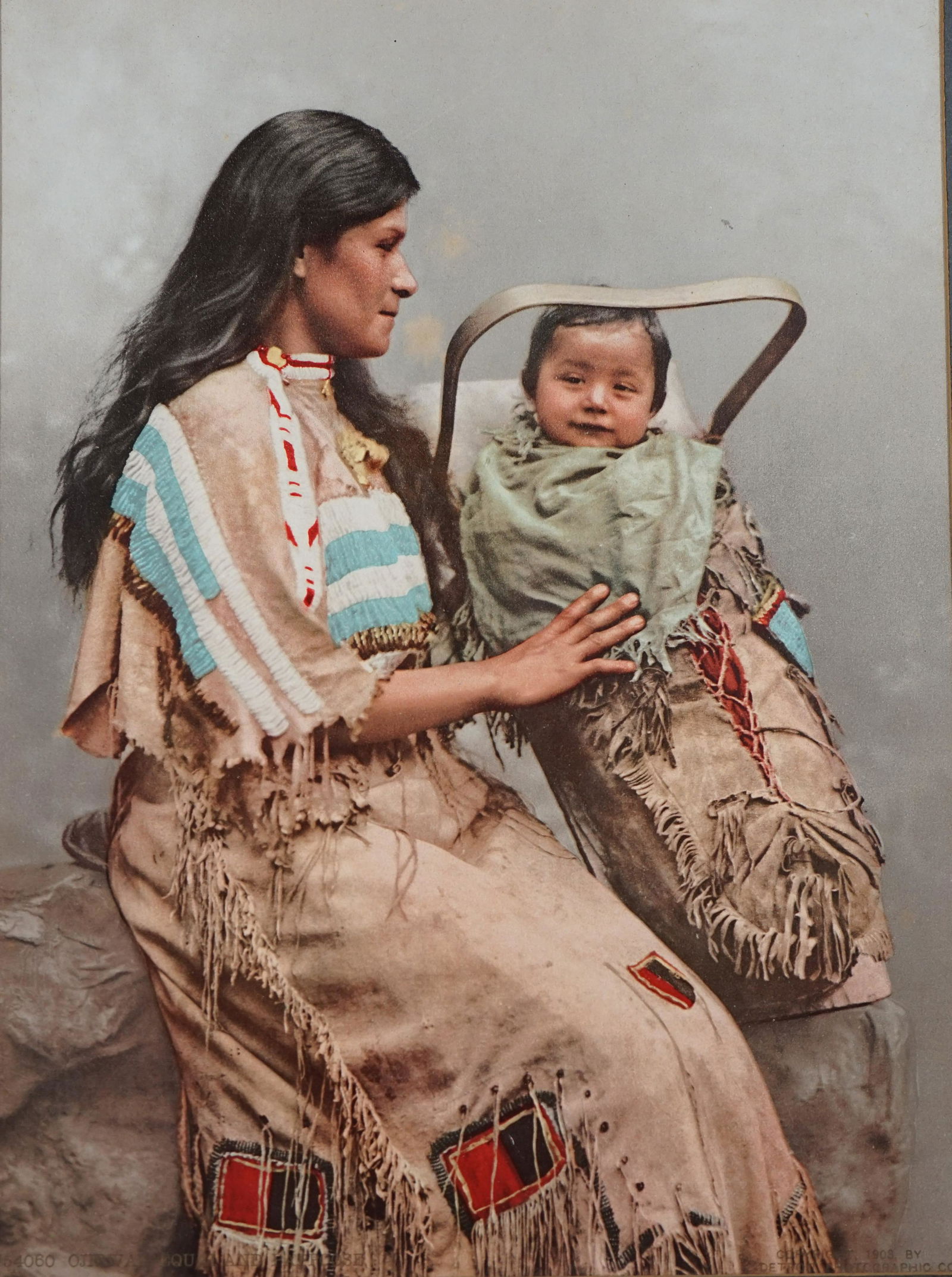 Native American Women And Child , Ojibwe Tribe , Copyright 1903