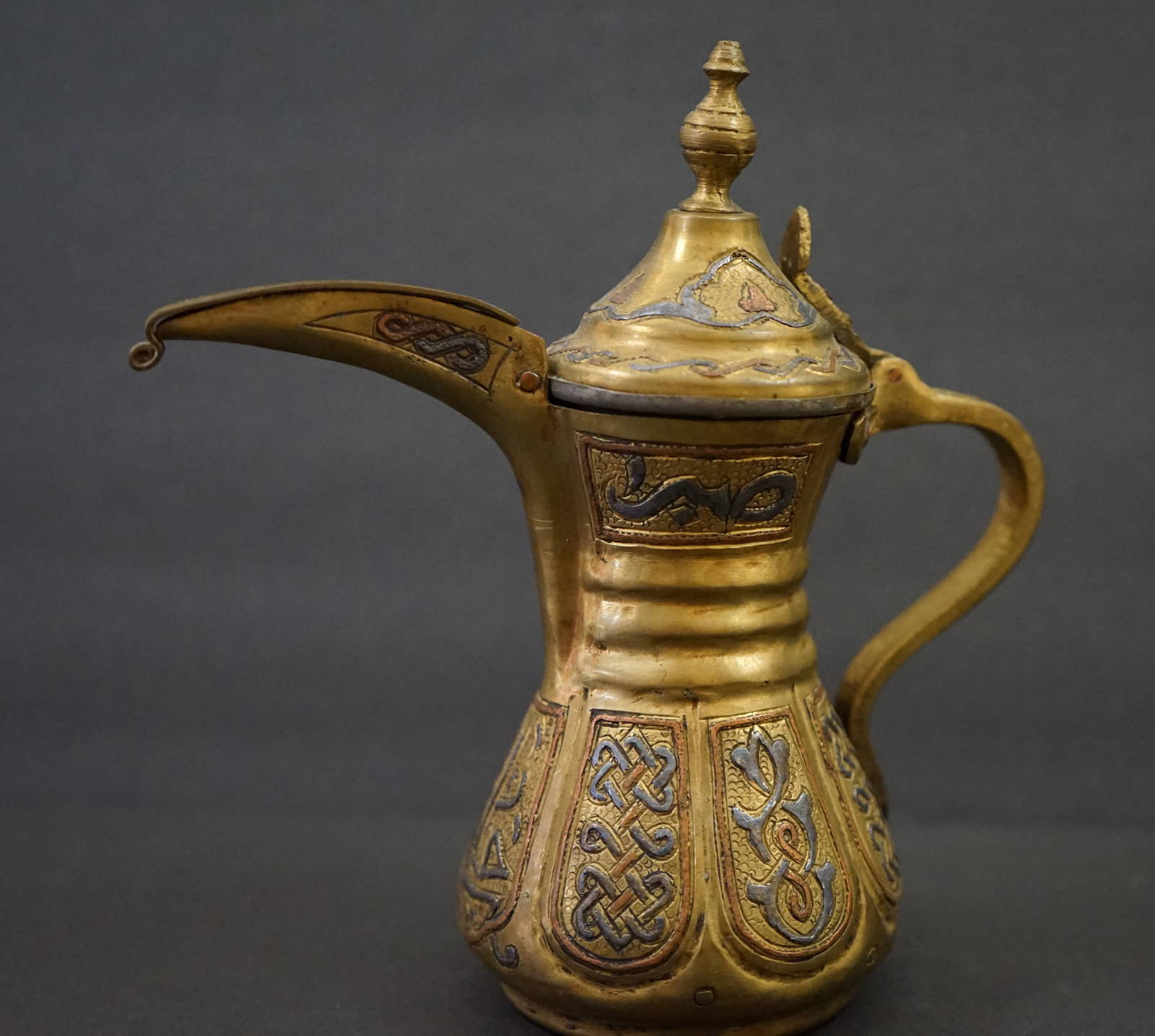 Silver Inlaid Middle Eastern Dallah Arabic Auction