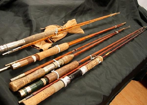 LOT 5 ANTIQUE FISHING RODS CONGRESS HORROCKS HEDDON