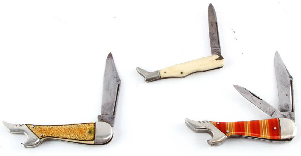 Vintage Lady Leg Pocket Knife Lot Case & Brantford