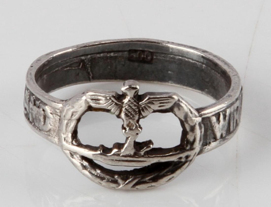 WWII GERMAN KRIEGSMARINE U BOAT SILVER MENS RING