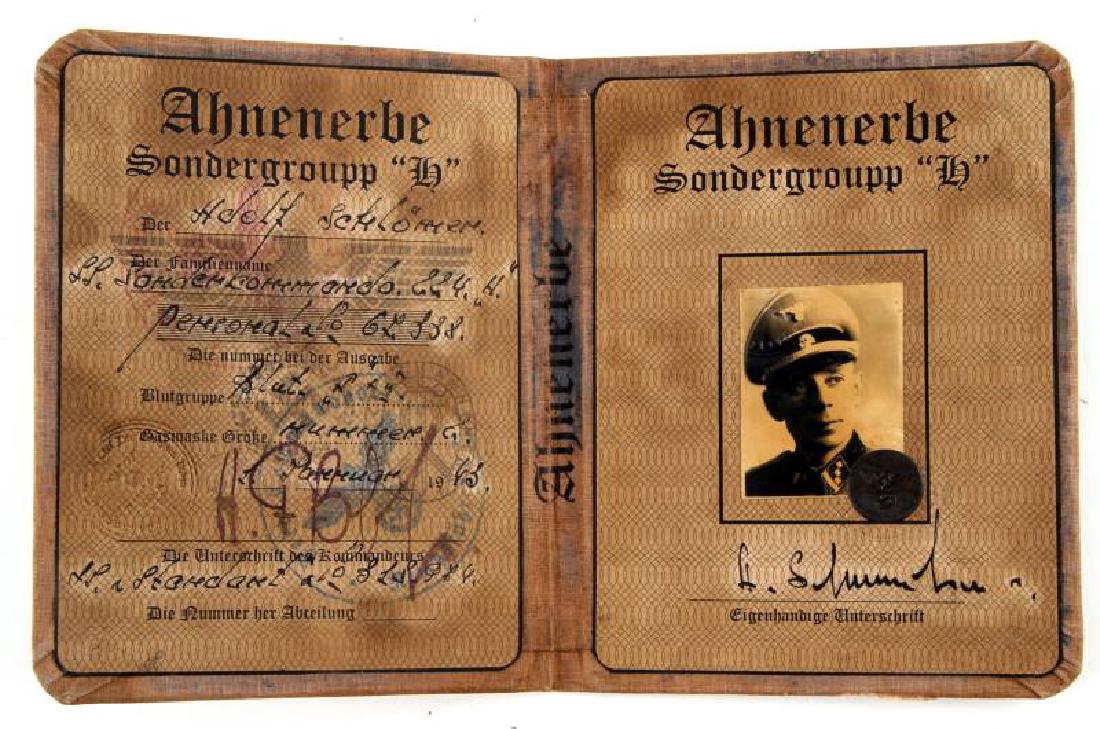 WWII GERMAN SS AHNENERBE SECRET SOCIETY ID CARD