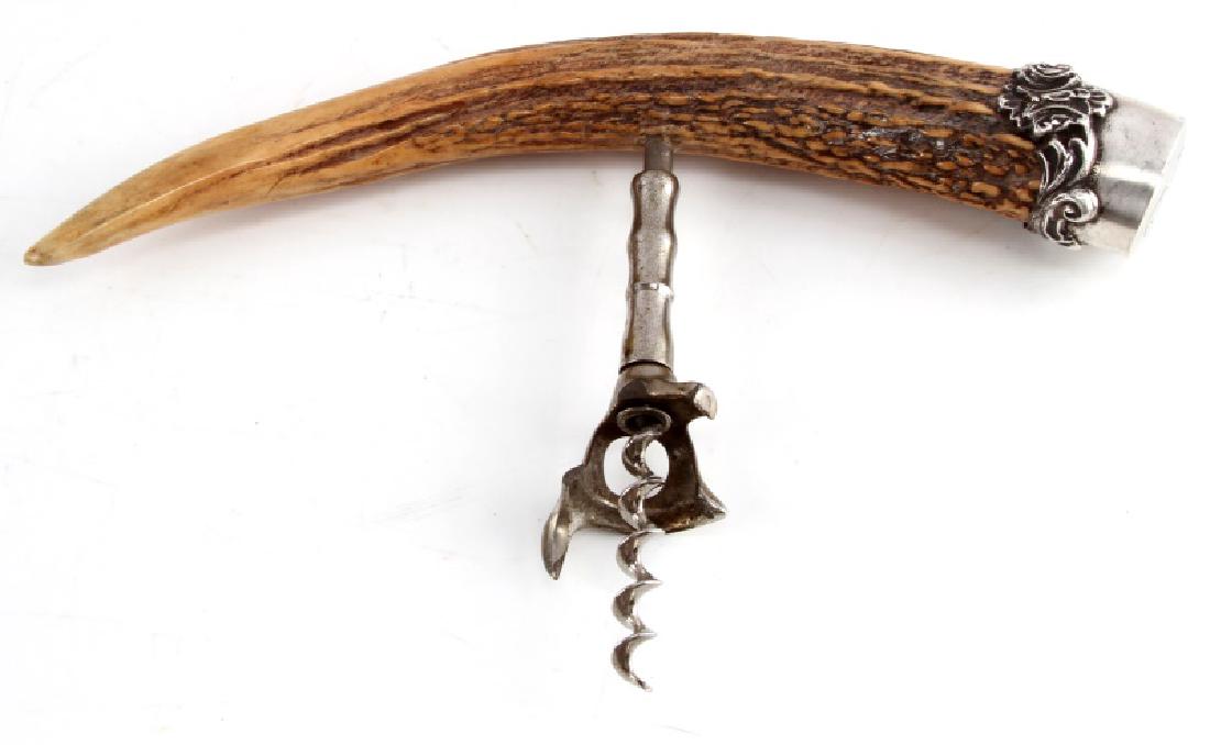 Antique Stag Horn Handle & Sterling Corkscrew
