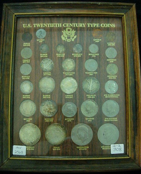 US 20TH CENTURY TYPE COIN FRAMED SET