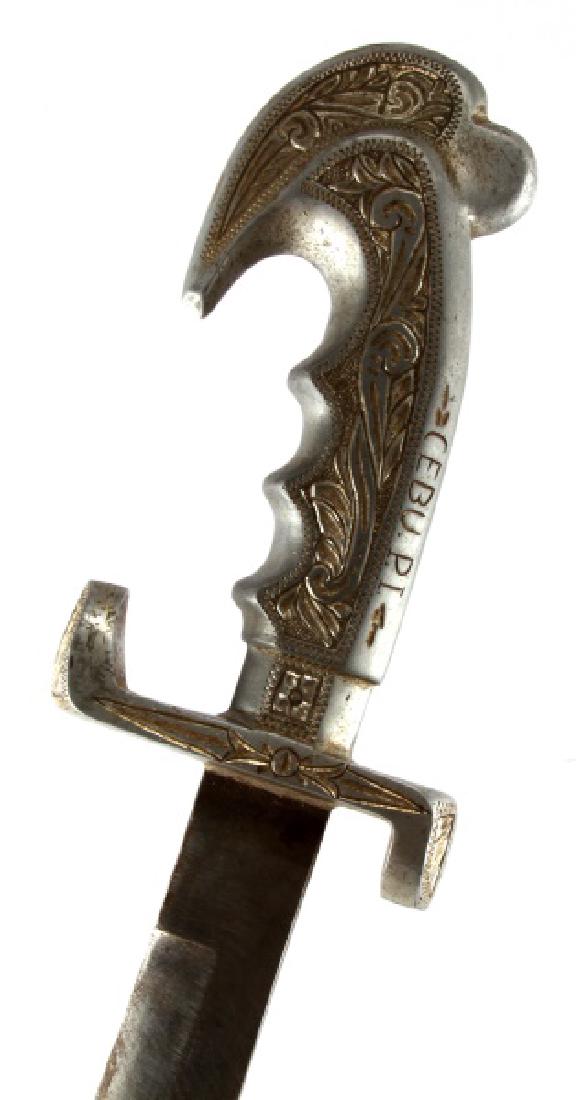TRADITIONAL FILIPINO PINUTE SHORT SWORD W SCABBARD