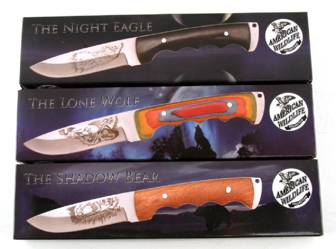 FROST AMERICAN WILDLIFE COLLECTION KNIFE LOT OF 3