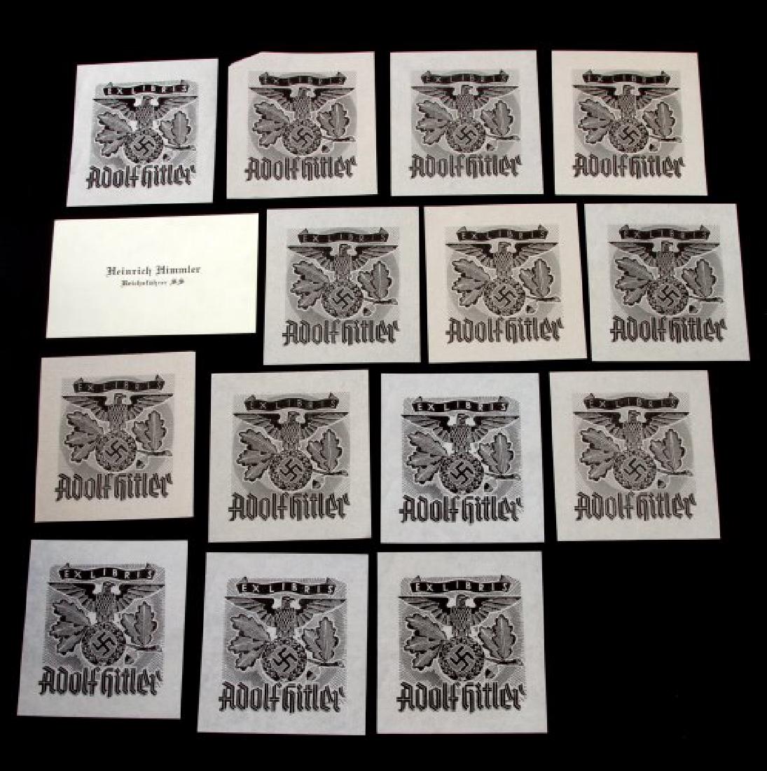 LOT OF 15 EX LIBRIS ADOLF HITLER LIBRARY STAMPAGE