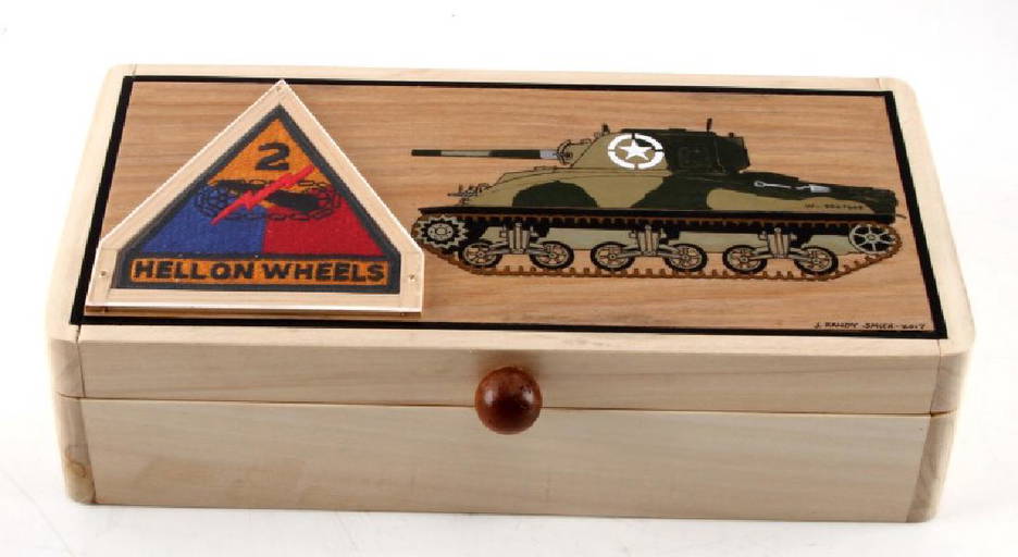 Hand Painted Wood Box Us Army 2nd Armored Division