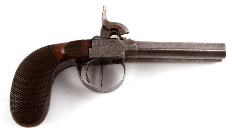 Belgian Elg Double Barrel Sxs Percussion Pistol 40