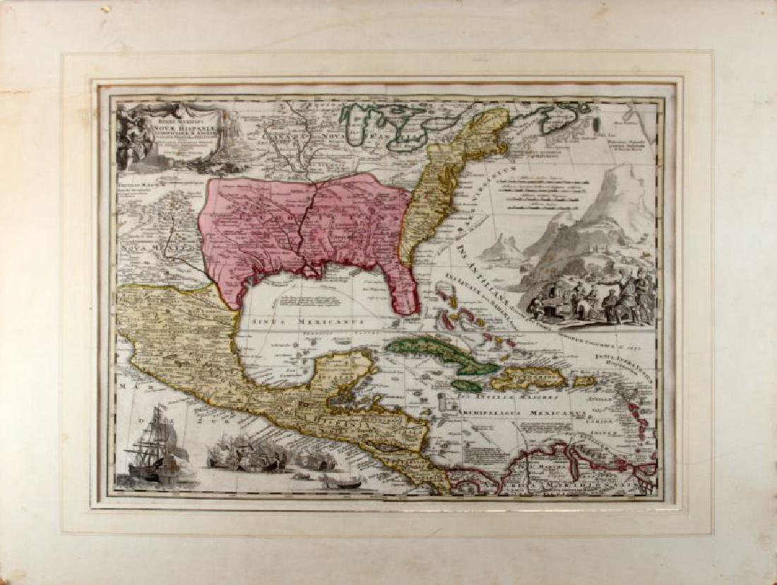 EARLY 18TH CENTURY SPANISH MAP OF NEW WORLD
