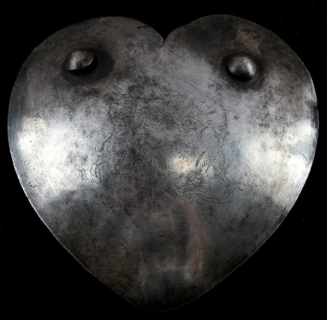 NATIVE AMERICAN FUR TRADE COIN SILVER HEART GORGET