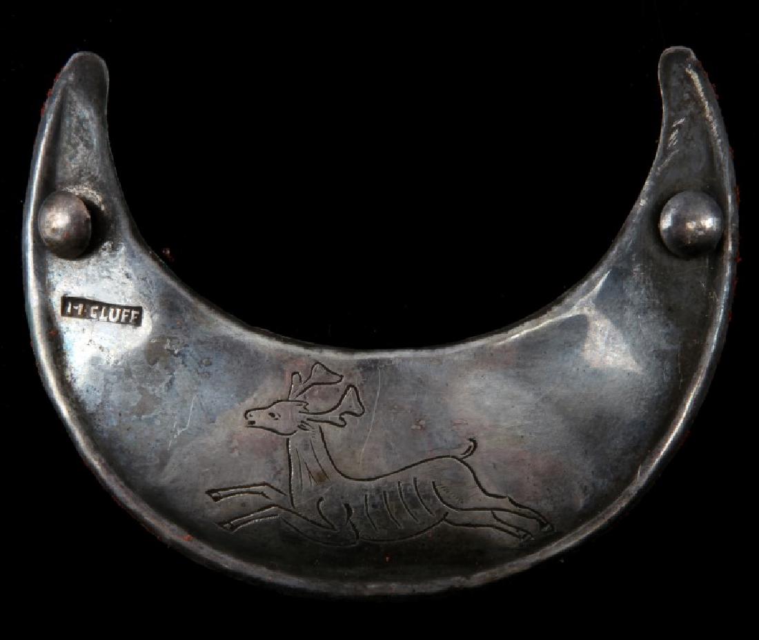 NATIVE AMERICAN ANTIQUE SILVER FUR TRADE GORGET