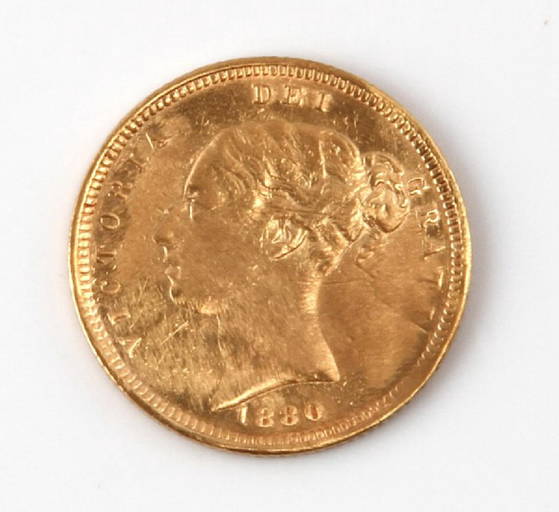 1880 Half Sovereign Victoria Bun Head Gold Coin