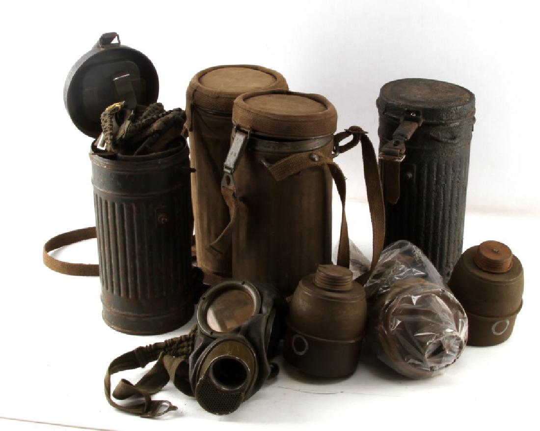LOT OF 4 WEHRMACHT GAS MASKS W STEEL CANISTERS