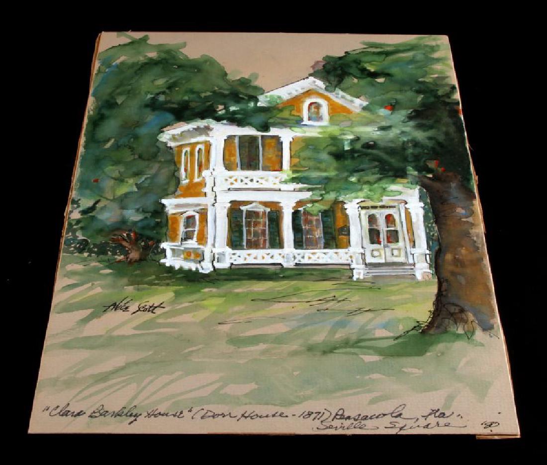 ALICE SCOTT DORR HOUSE WATERCOLOR PAINTING