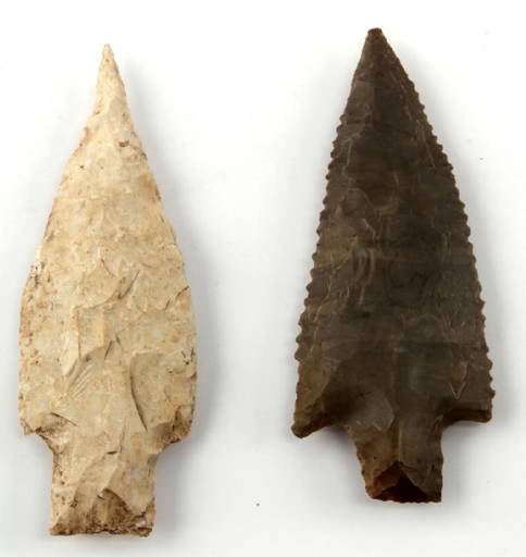 Lot Of 2 Arrowhead Points Oakalla & Kirk Stemmed