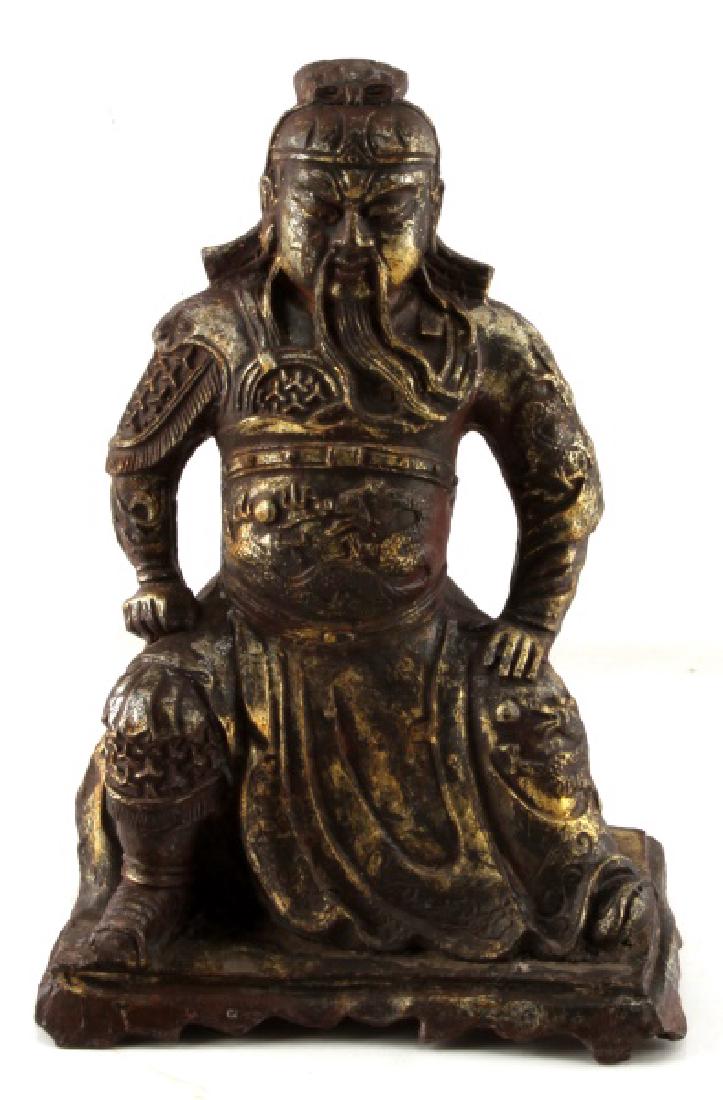 ANTIQUE JAPANESE CAST IRON SAMURAI WARRIOR STATUE