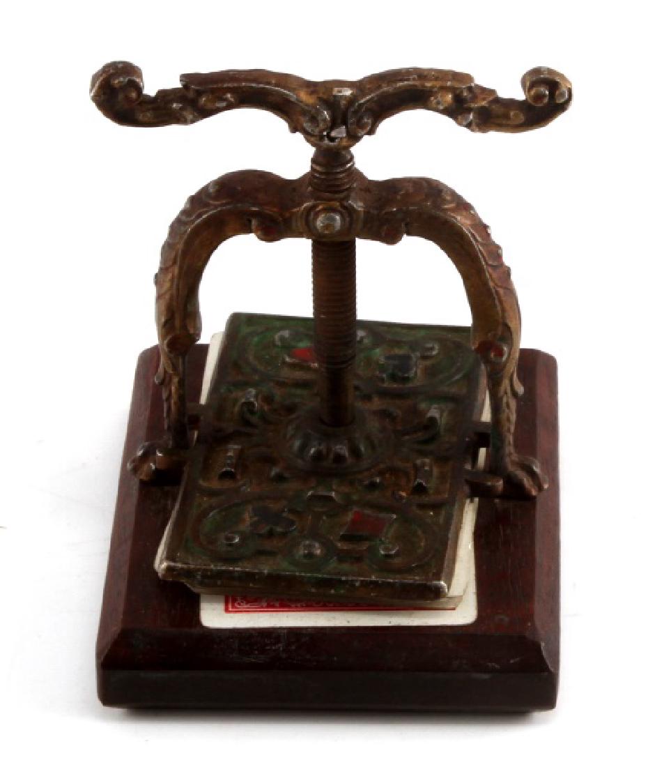 ANTIQUE VICTORIAN BRASS PLAYING CARD PRESS