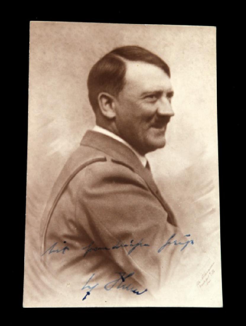 WWII GERMAN 3RD REICH SIGNED ADOLF HITLER POSTCARD